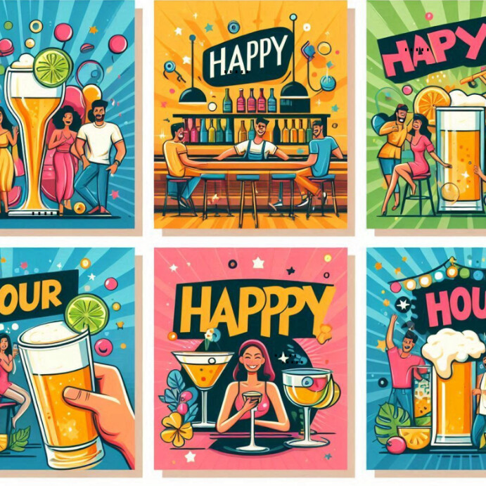 Joyful Happy Hour Template Instagram Post | PosterMyWall