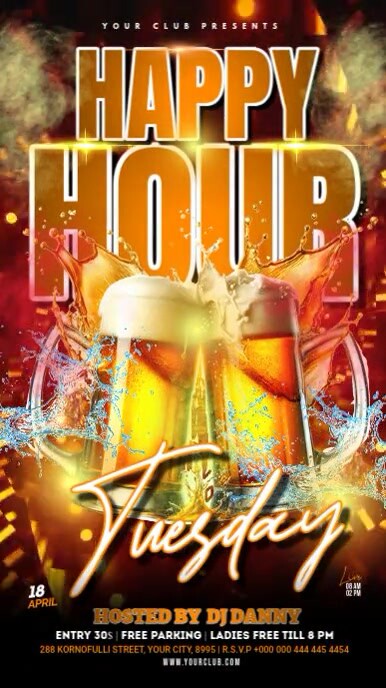 Joyful Happy Hour Video Flyer Instagram Story Template | PosterMyWall