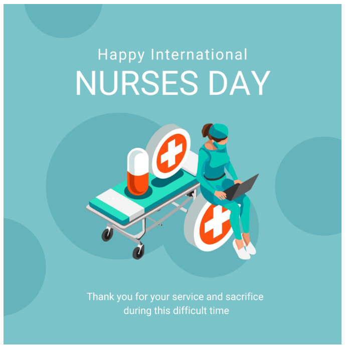 Joyful Happy International Nurse Day Template With White And Red And ...