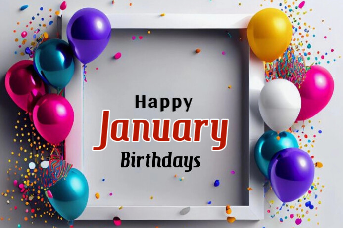 Joyful Happy January Birthdays Banner 4' × 6' Template | PosterMyWall