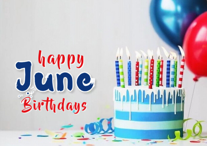 Joyful Happy June Birthdays A4 Template | PosterMyWall