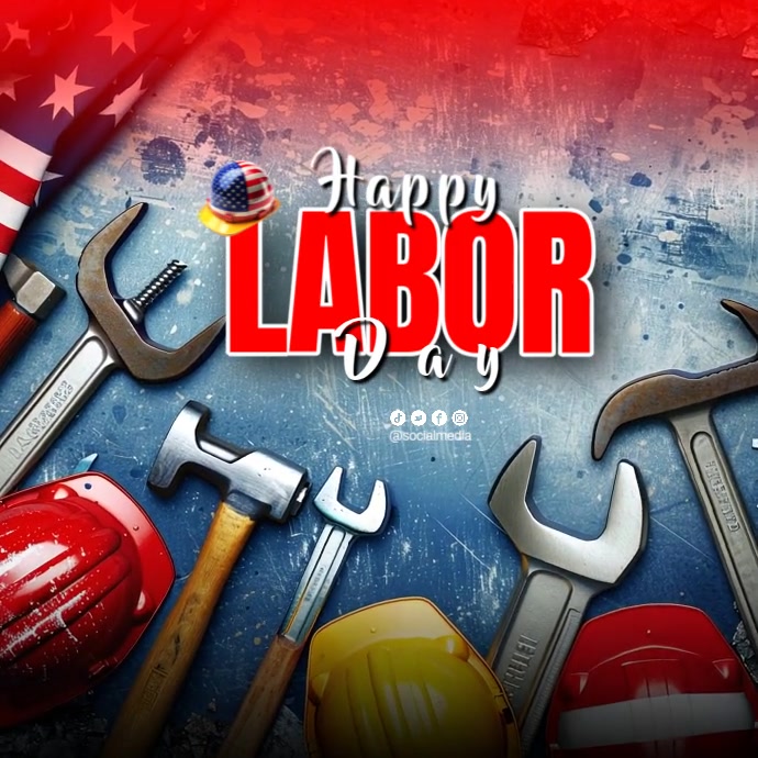 Szablon Joyful Happy Labor Day Wish Card Design Square (1:1) | PosterMyWall
