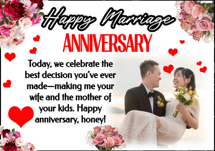 Joyful Happy Marriage Anniversary Romantic Flyer A4 Template | PosterMyWall