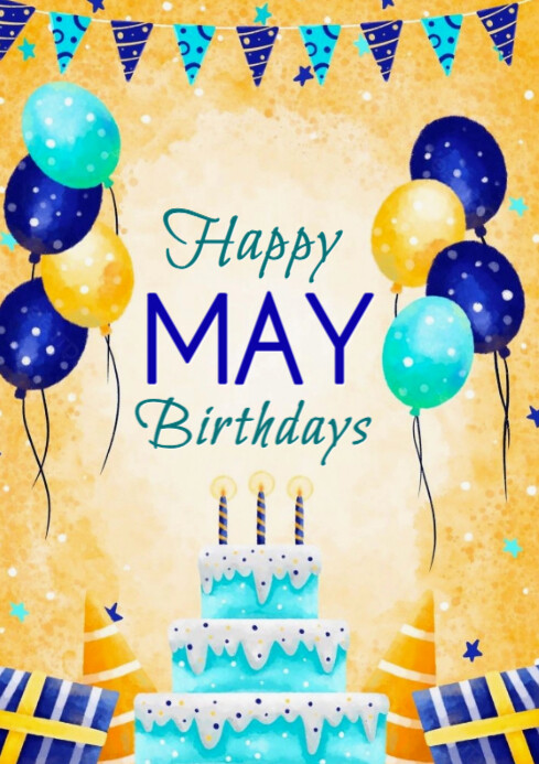 Modèle Joyful Happy May Birthdays A4 | PosterMyWall