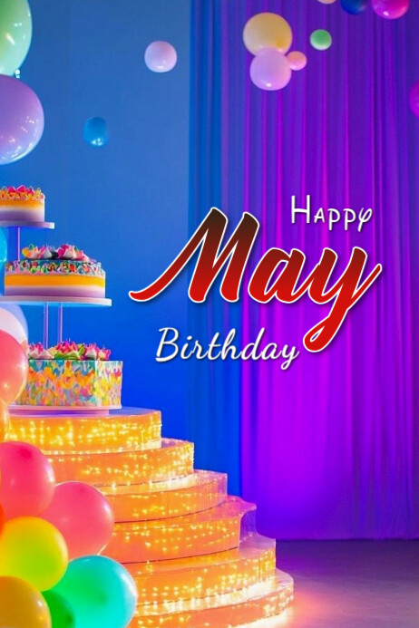 Joyful Happy May Birthdays Banner 4' × 6' Template | PosterMyWall