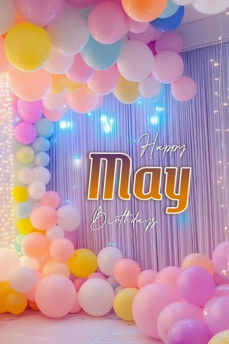 Joyful Happy May Birthdays Banner 4' × 6' Template | PosterMyWall