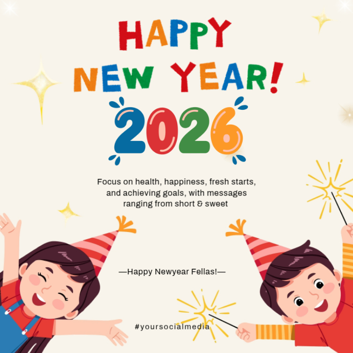 Joyful Happy New Year 2026 Instagram Post Template | PosterMyWall