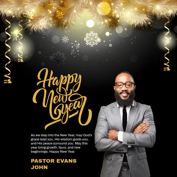 Joyful Happy New Year Church Post Square (1:1) Template | PosterMyWall