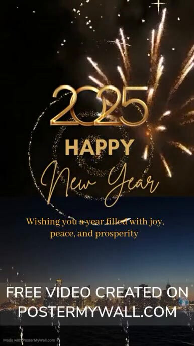 Joyful Happy New Year Greetings 2025 Digital Display (9:16) Template ...
