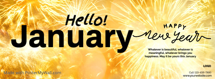 Joyful Happy New Year Hello January Facebook Cover Photo Template ...