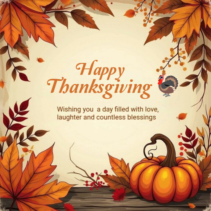Joyful Happy Thanksgiving Day Wish Instagram Post Template | PosterMyWall