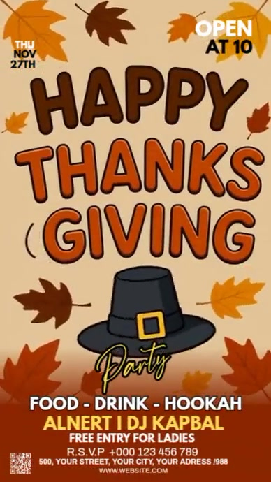 Joyful Happy Thanksgiving Digital Display (9:16) Template | PosterMyWall