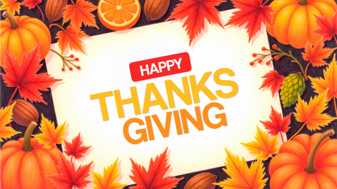 Joyful Happy Thanksgiving Digital Display (16:9) Template | PosterMyWall