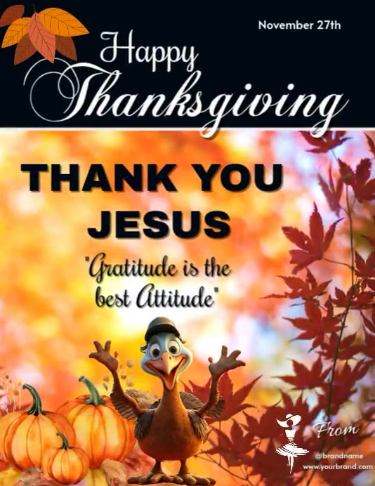 Joyful Happy Thanksgiving Gratitude Is The Best Attitude Flyer (us ...