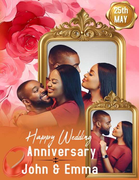 Copy of Joyful Happy Wedding Anniversary Flyer (us Letter) | PosterMyWall