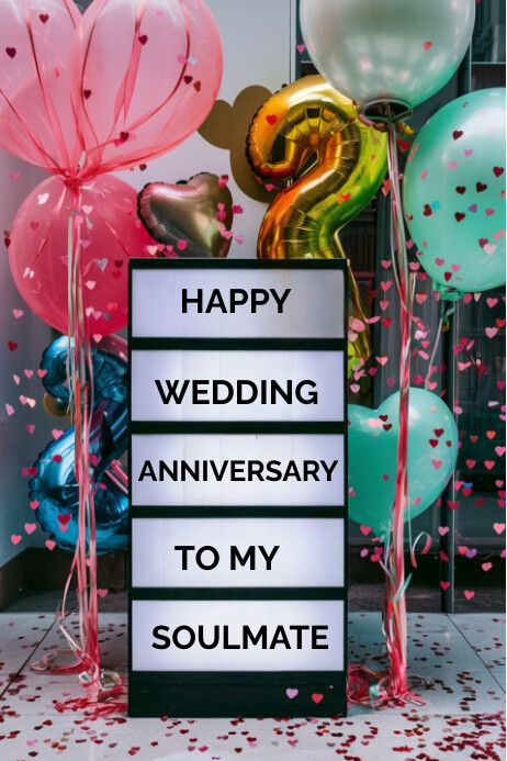 Joyful Happy Wedding Anniversary Poster Template | PosterMyWall