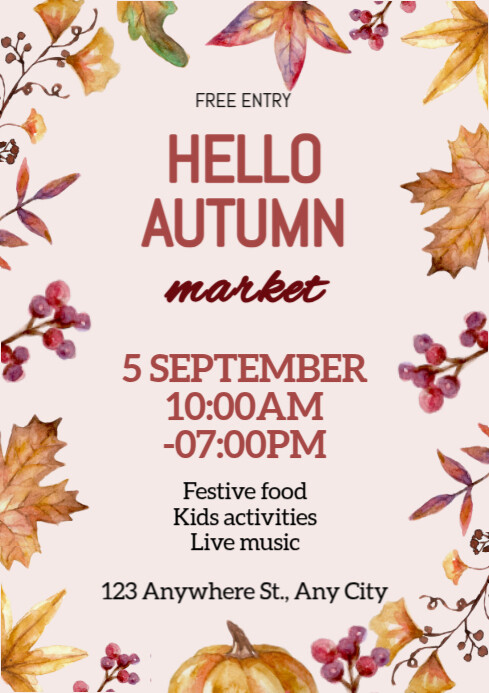 Joyful Hello Autumn A4 Template | PosterMyWall