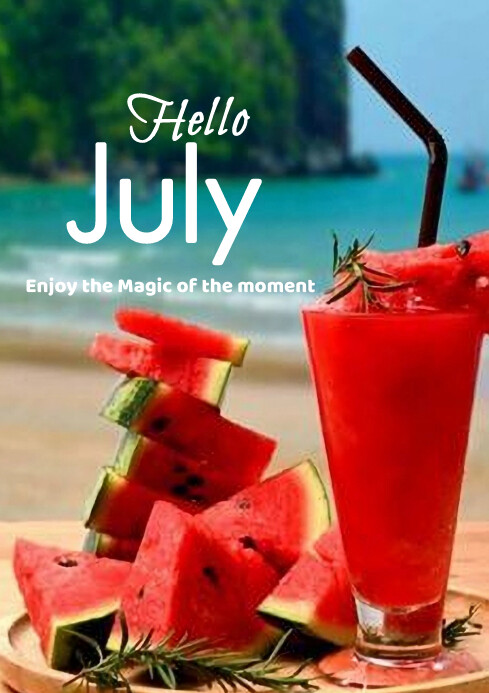 Plantilla de Joyful Hello July A4 | PosterMyWall