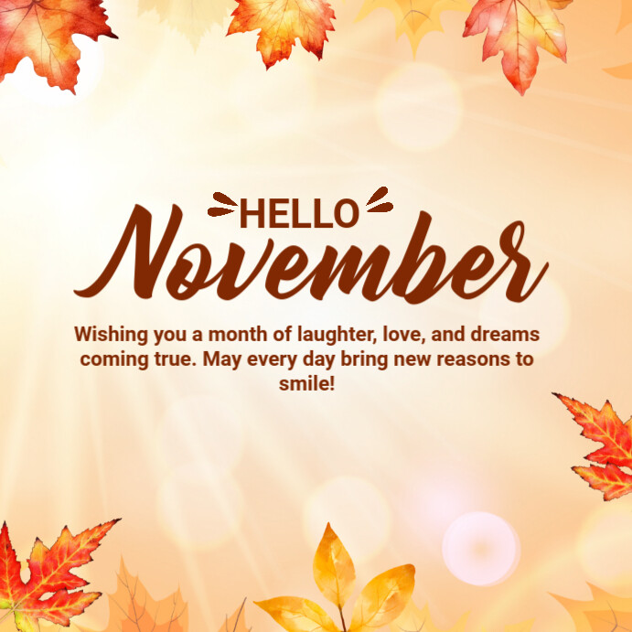 Joyful Hello November Instagram Post Templat | PosterMyWall