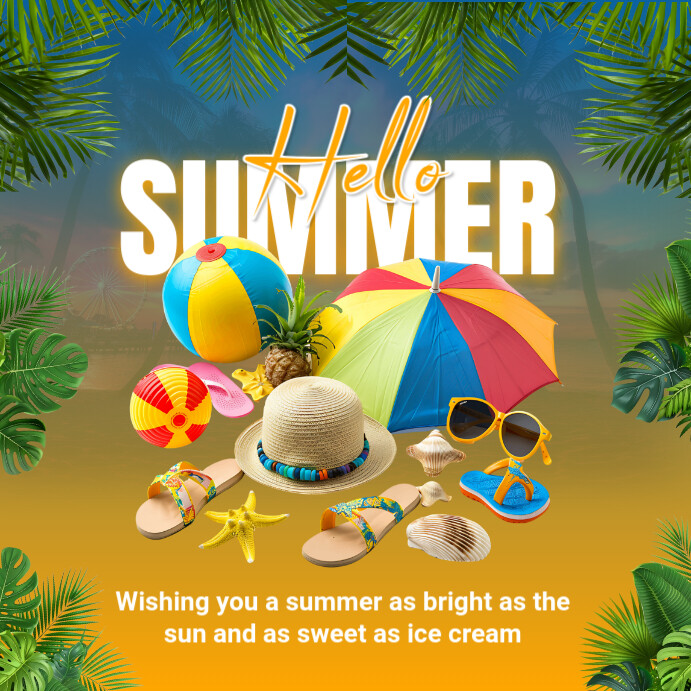 Joyful Hello Summer Instagram Post Templat | PosterMyWall