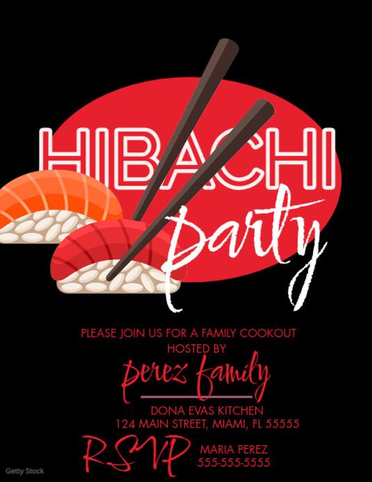 Joyful Hibachi Dinner Birthday Party Invitations Flyer (us Letter ...