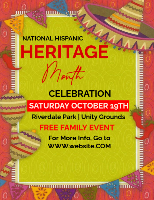 Plantilla de Joyful Hispanic Heritage Month Flyer (us Letter ...