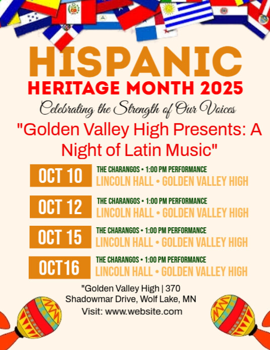 Joyful Hispanic Heritage Month Schedule Flyer (us Letter) Template ...
