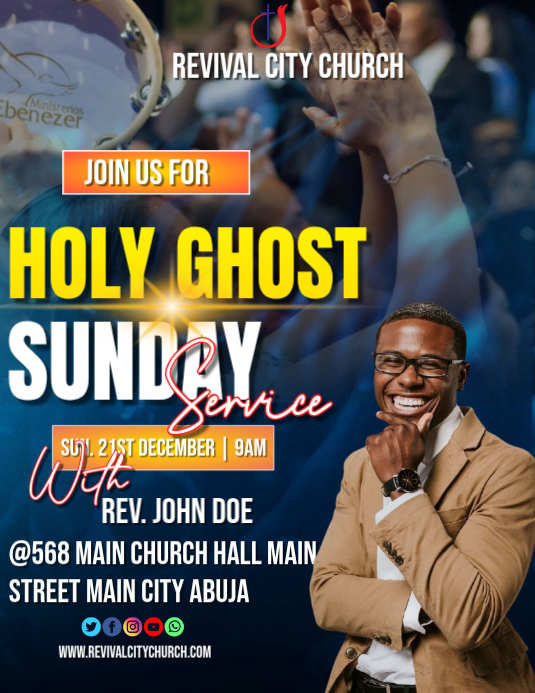 Joyful Holy Ghost Sunday Service Flyer (us Letter) Template | PosterMyWall