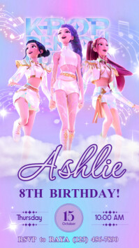 Huntrix Kpop Demon Hunter Birthday Invitation Instagram Story Modelo ...