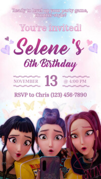 Joyful Huntrix Kpop Demon Hunter Birthday Invitation Instagram Story ...