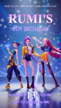 Joyful Huntrix Kpop Demon Hunter Birthday Invitation Instagram Story ...