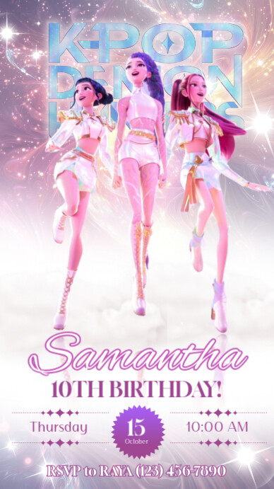 Joyful Huntrix Kpop Demon Hunters Birthday Invitation Instagram Story ...