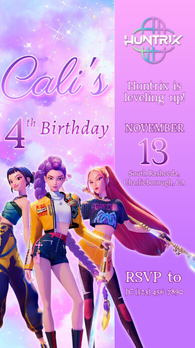 Joyful Huntrix Kpop Demon Hunters Birthday Invitation Instagram Story ...