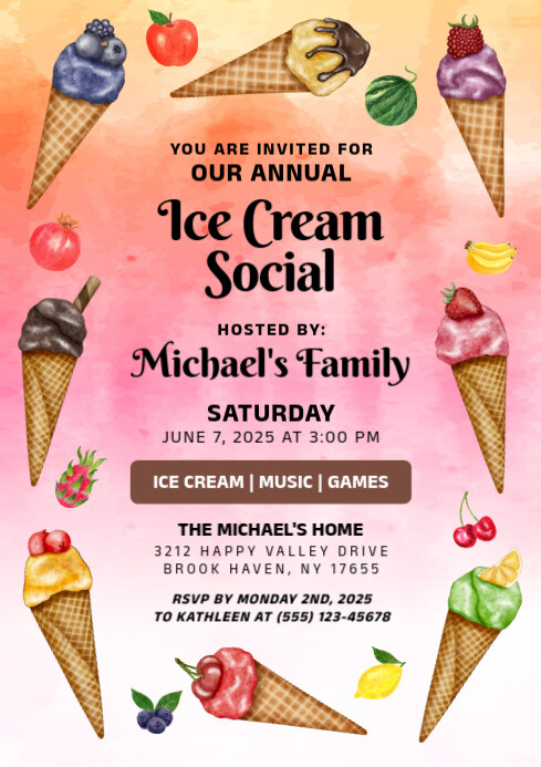 Joyful Ice Cream Social A4 Template | PosterMyWall