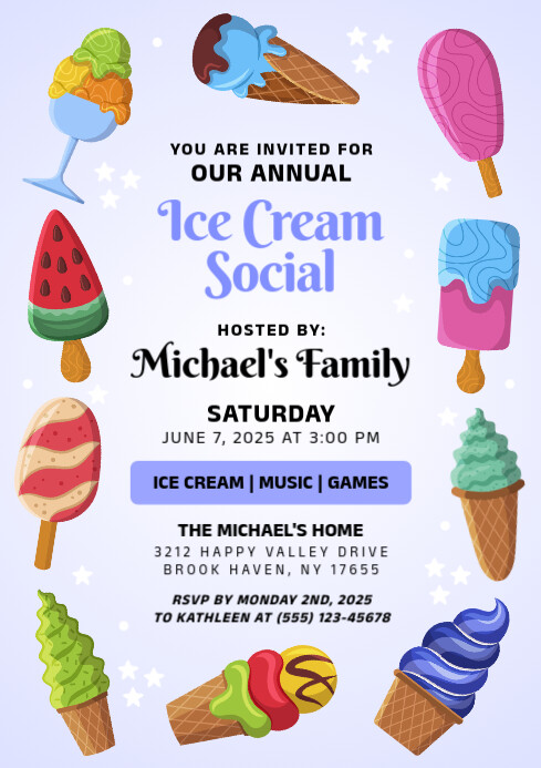 Joyful Ice Cream Social A4 Template | PosterMyWall