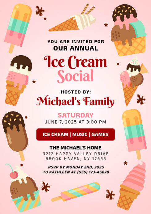 Joyful Ice Cream Social A4 Template | PosterMyWall