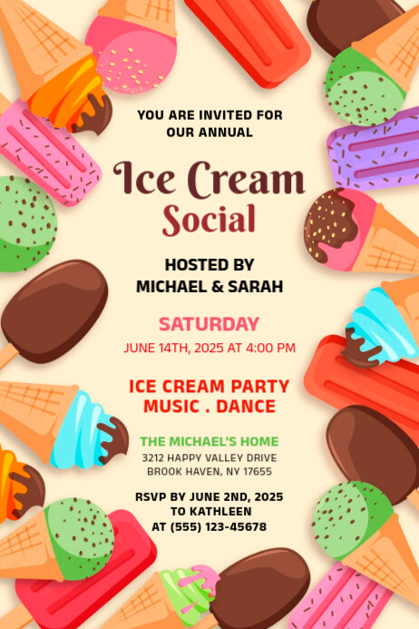 Joyful Ice Cream Social Poster Modelo | PosterMyWall