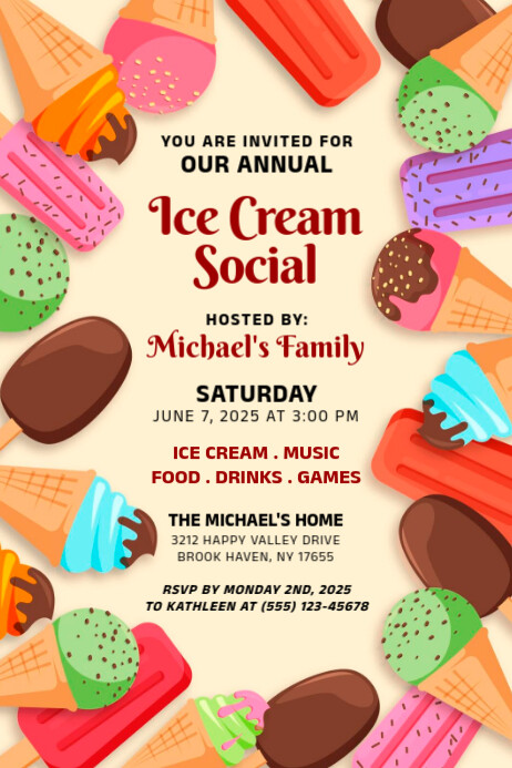 Joyful Ice Cream Social Poster Template | PosterMyWall