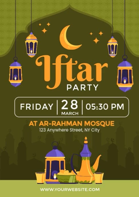 Joyful Iftar Party Event Invitation A4 Template | PosterMyWall