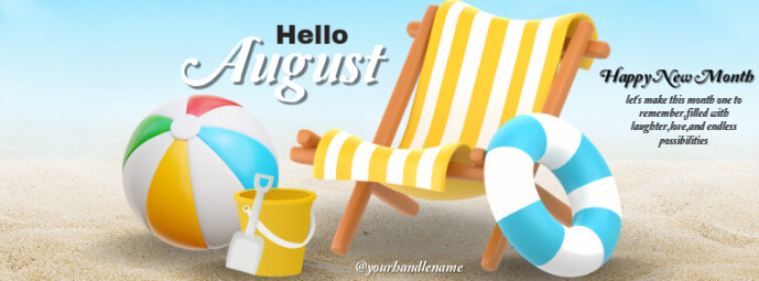 Joyful Illustrative Hello August Happy New Month Facebook Cover Photo ...