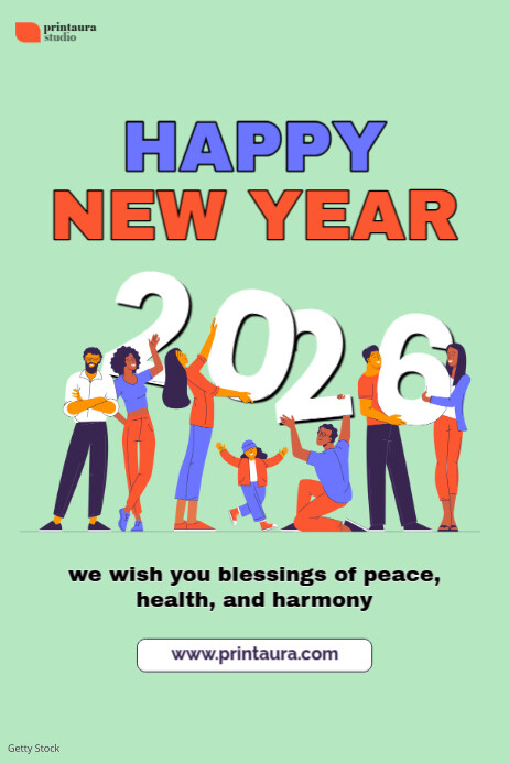 Copy of Joyful Illustrative New Year Greeting Poster | PosterMyWall