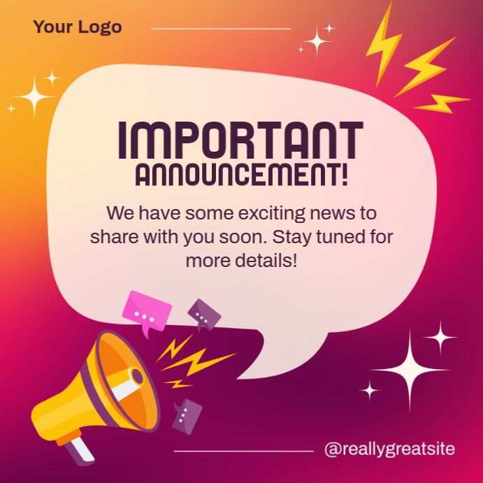 Copy of Joyful Important Announcement Instagram Post | PosterMyWall