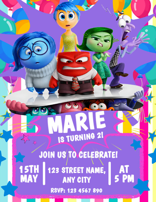 Joyful Inside Out 2 Birthday Invitation Flyer (us Letter) Template ...