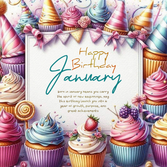 Modèle Joyful January Birthday Card Logo | PosterMyWall