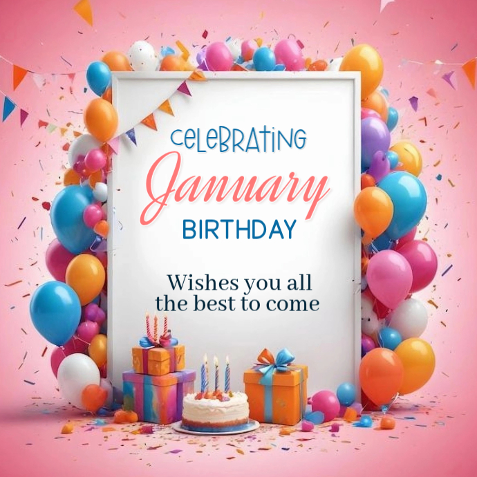 Joyful January Birthday Card Logo Template | PosterMyWall
