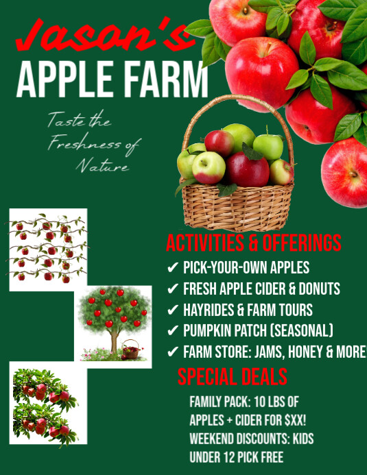 Joyful Jasons Apple Farm Poster Flyer (us Letter) Template | PosterMyWall