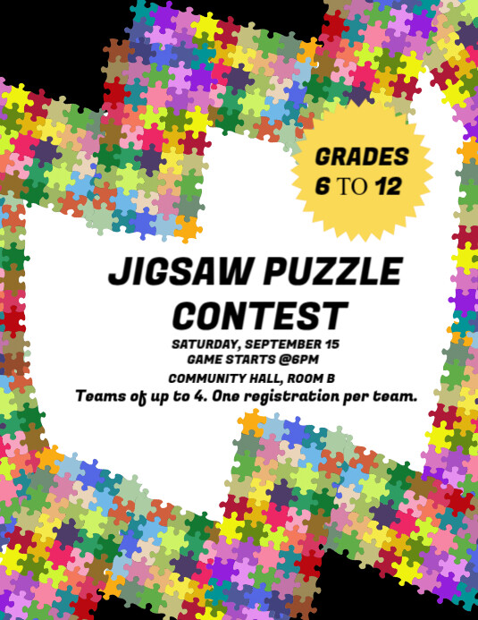 Joyful Jigsaw Puzzle Contest Flyer (us Letter) Template | PosterMyWall
