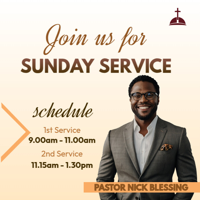 Copy of Joyful Join Us Sunday Service Times New Member Church Social ...