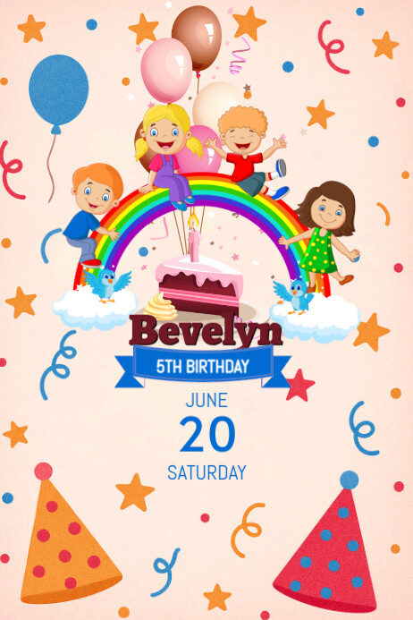 Joyful Kids Birthday Poster Template | PosterMyWall