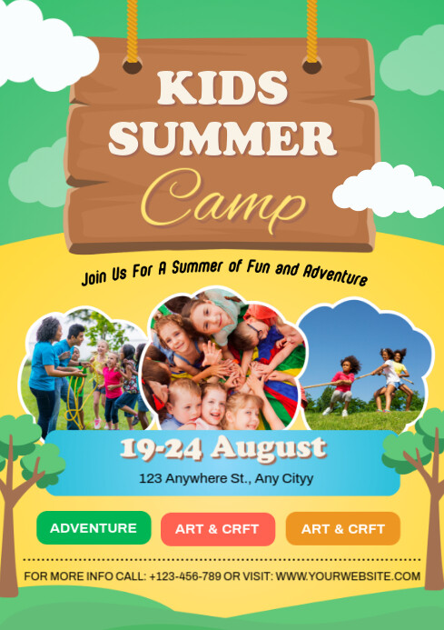 Joyful Kids Summer Camp A4 Advertising Flyer template | PosterMyWall